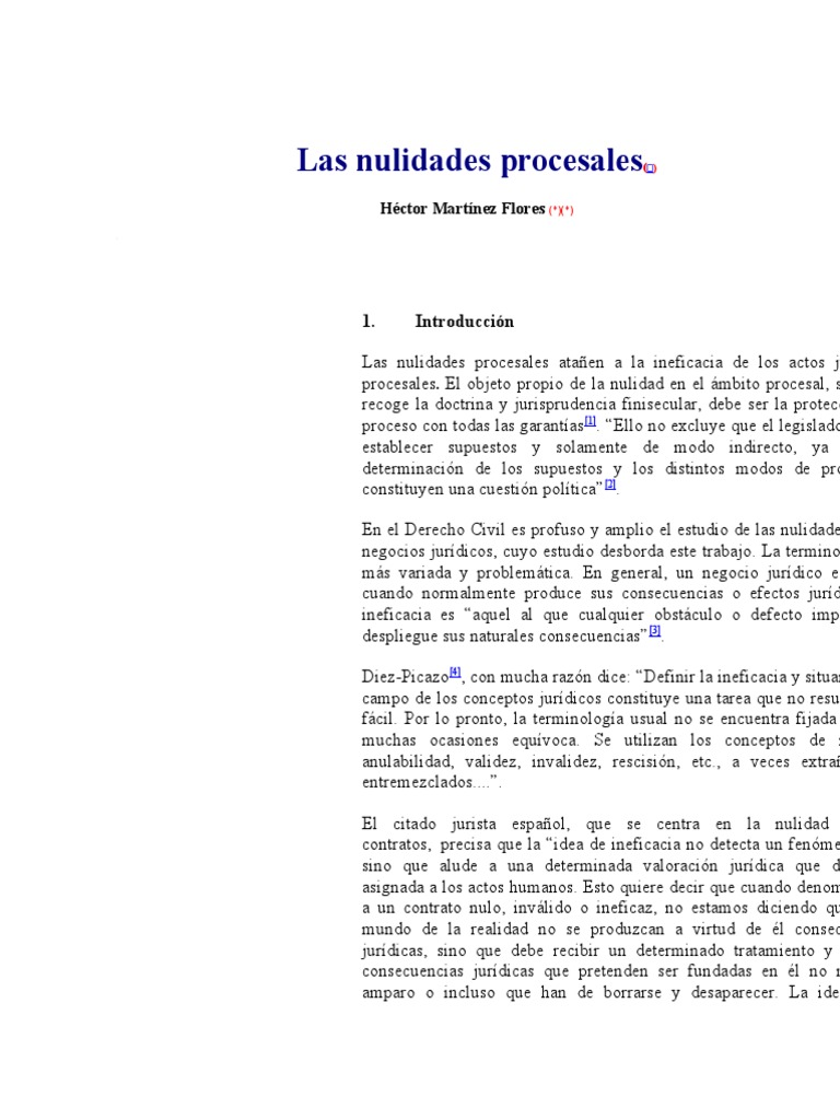 Las Nulidades Procesales | PDF | Ley procesal | Nulo (ley)