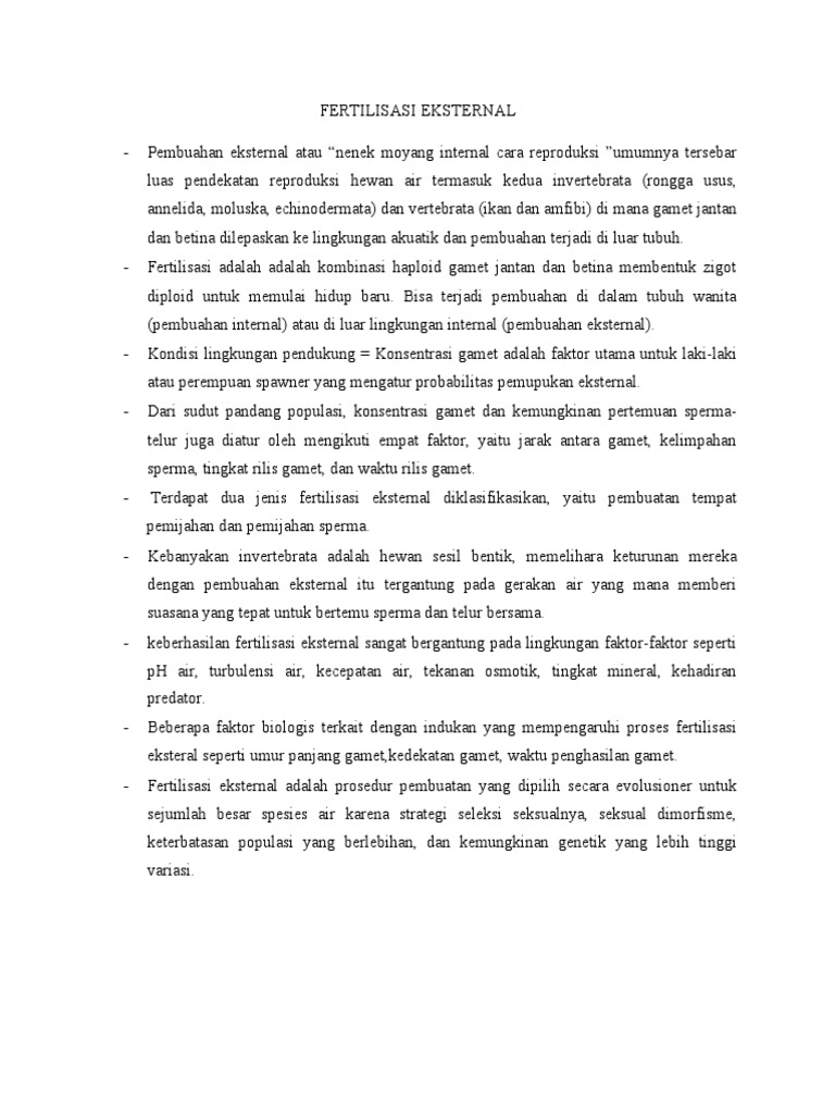 Fertilisasi Eksternal | PDF | Kesehatan Holistik | Sains & Matematika