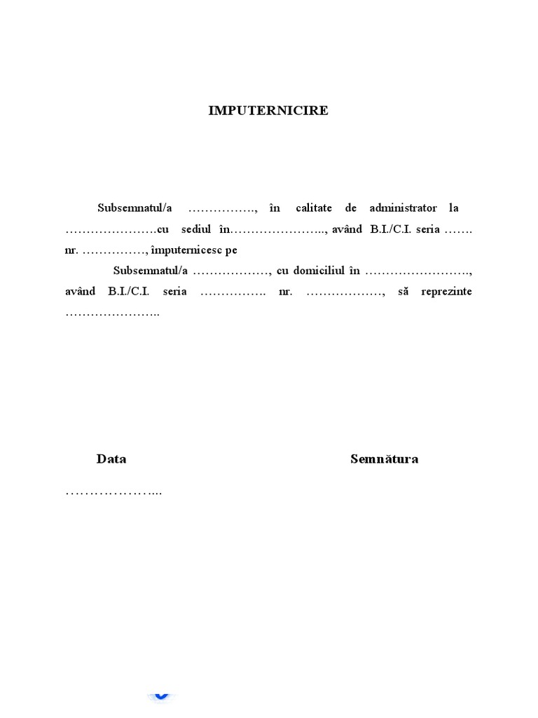 Imputernicire Simpla | PDF