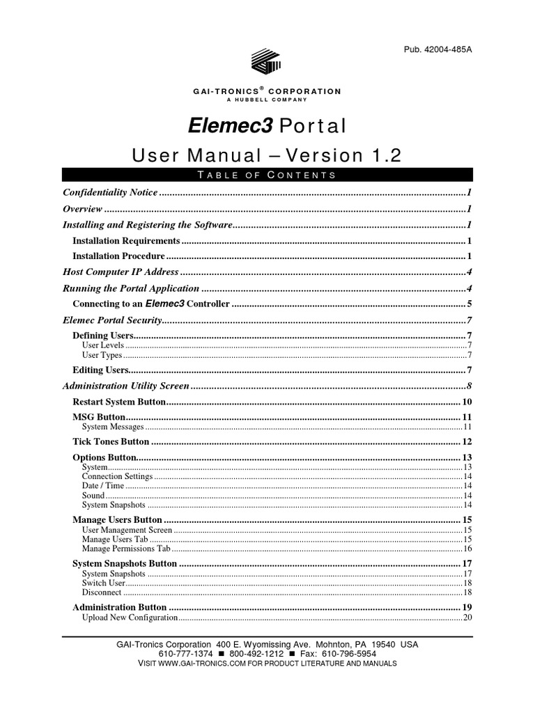 Elemec3 Portal User Manual | PDF | Button (Computing) | Ip Address