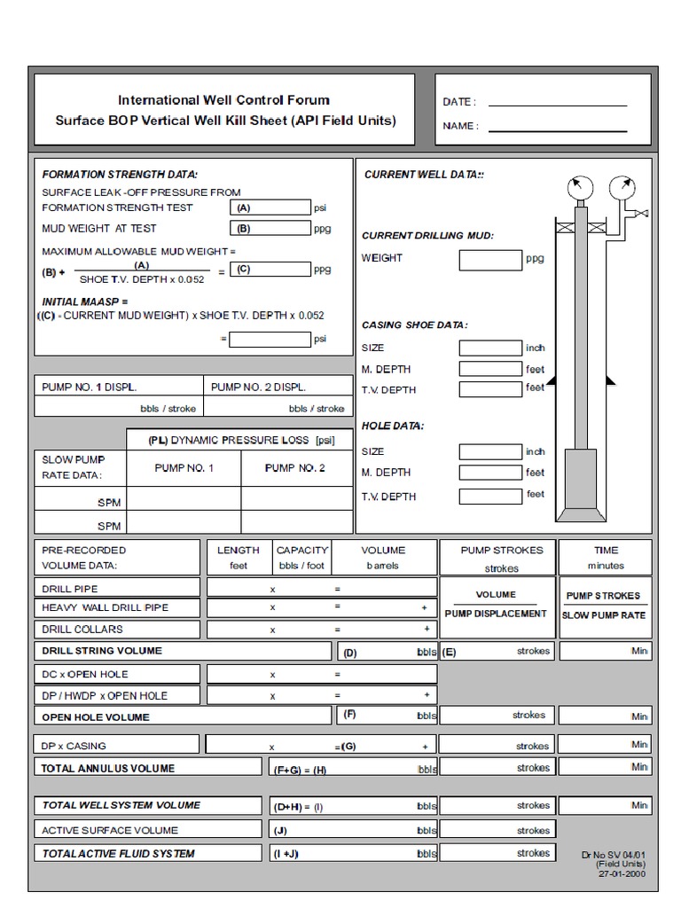 Kill Sheet Well Control | PDF