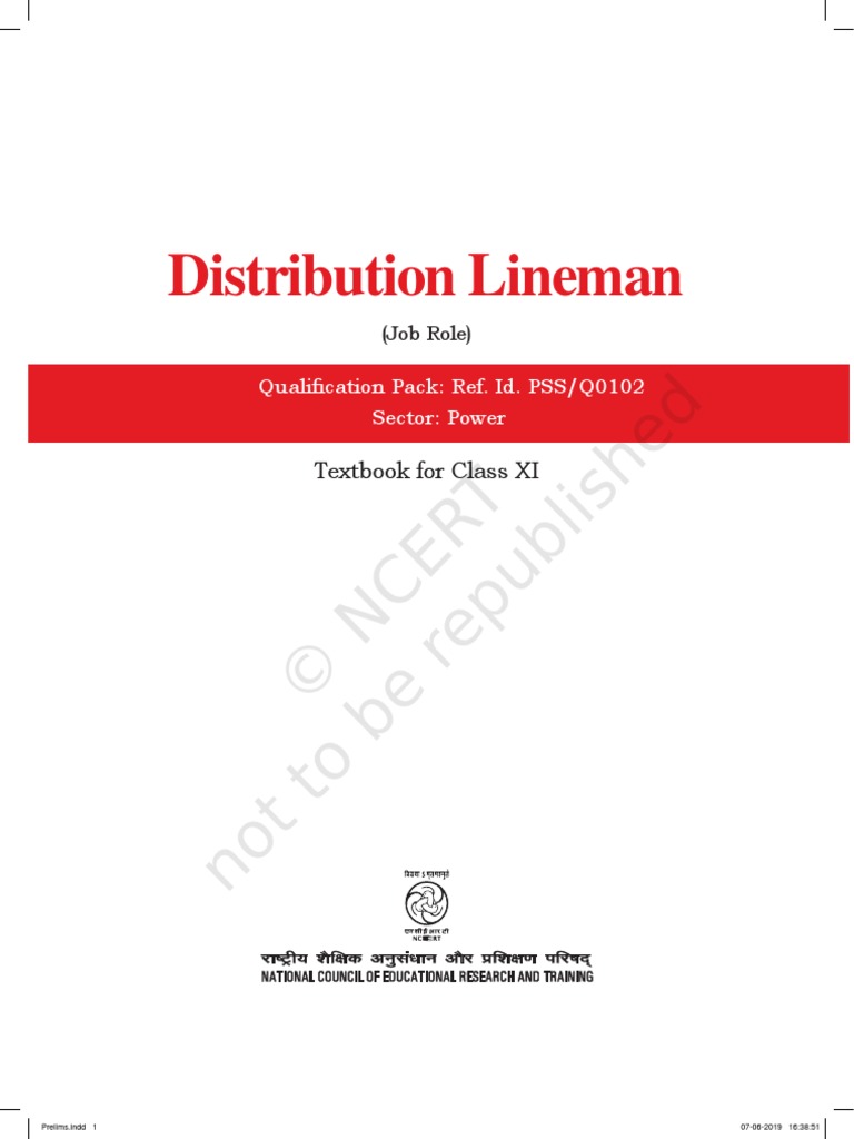 Distribution Lineman: Textbook For Class XI | PDF | Vocational ...