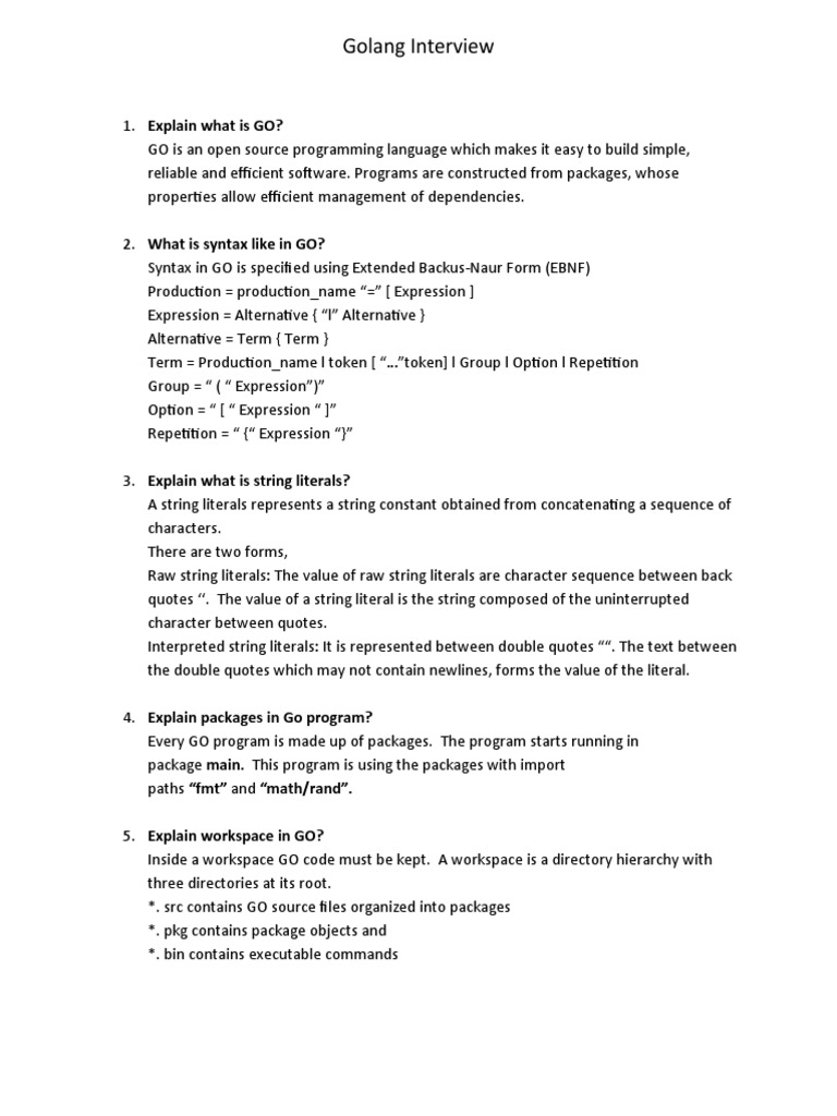 Golang Interview Pdf Pointer Computer Programming Computer Science 