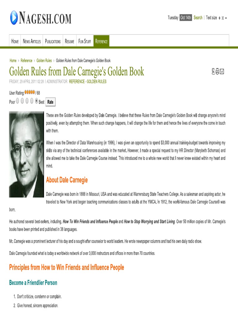 Golden Rules From Dale Carnegie's Golden Book | PDF
