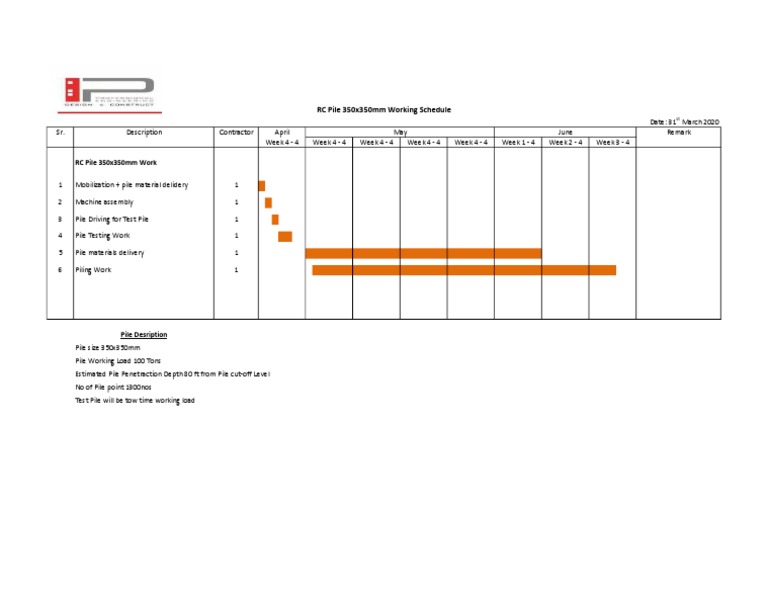 Piling Schedule | PDF