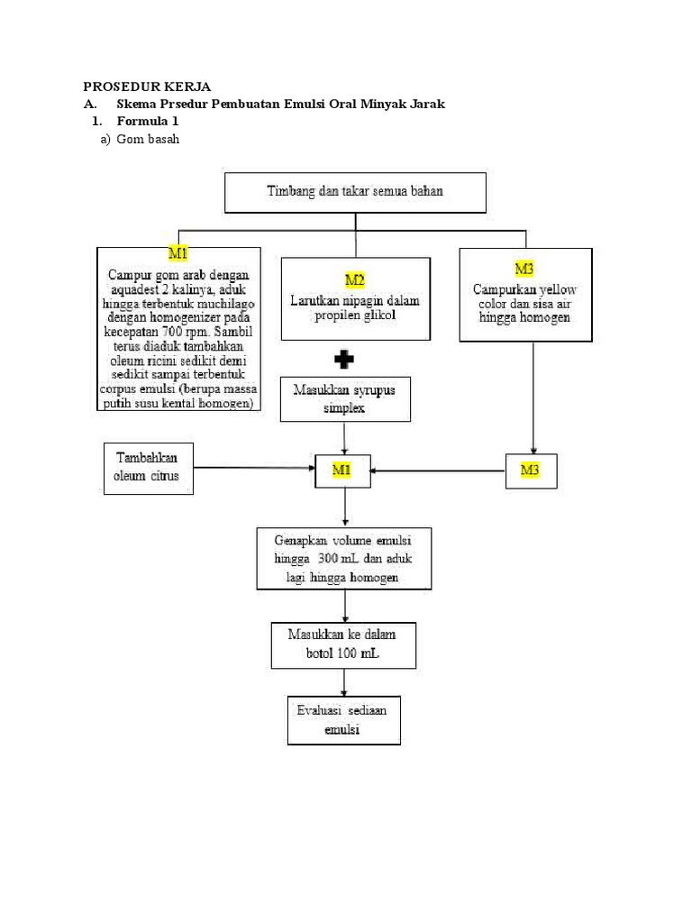 Prosedur Emulsi Oral Minyak Jarak | PDF | Memasak, Makanan, & Anggur