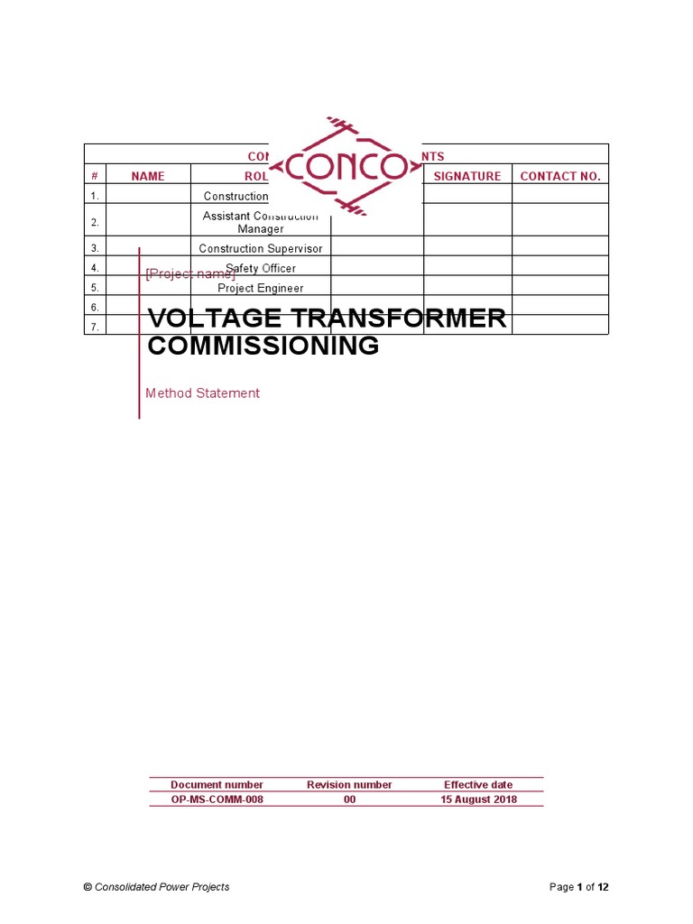 Voltage Transformer Commissioning | PDF | Personal Protective Equipment ...