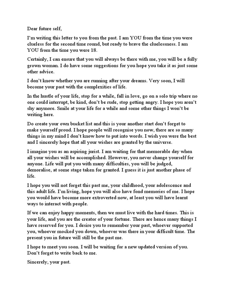 (Letter) Dear Future Self | PDF