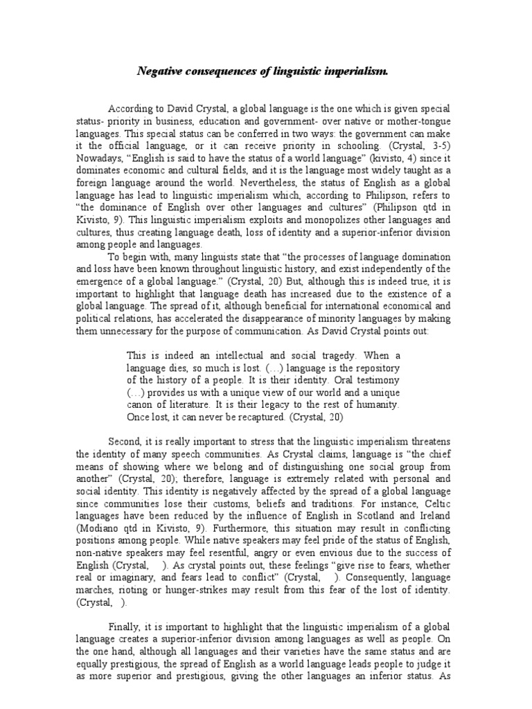 Negative Effects of Linguistic Imperialism | PDF | English Language ...
