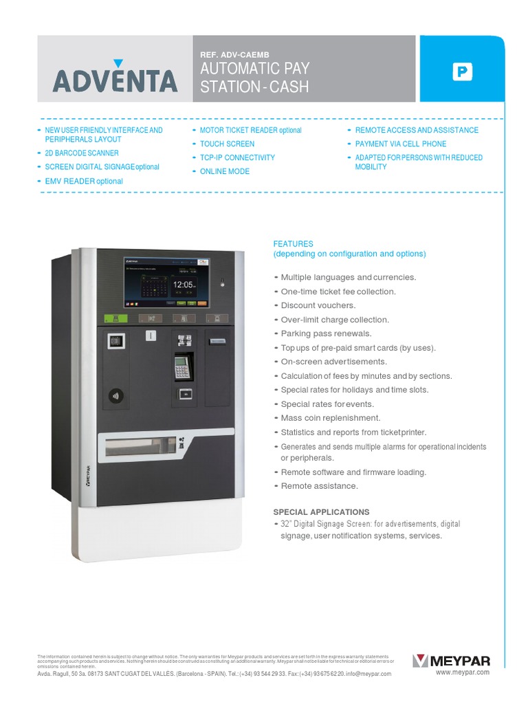 Automatic Pay Station - Cash: Ref. Adv-Caemb | PDF | Information Age ...