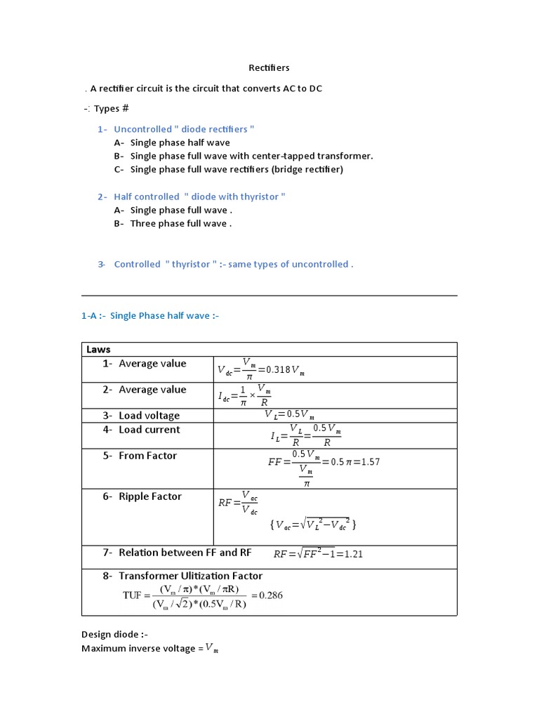 1-Uncontrolled " Diode Rectifiers ": 1 - Average Value 2 - Average Value 3 - Load Voltage 4 ...