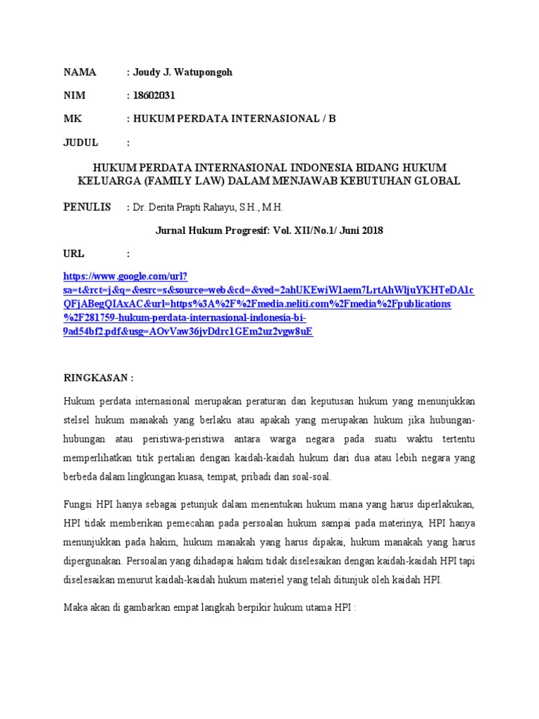 Tugas H. Perdata Internasional | PDF | Hukum