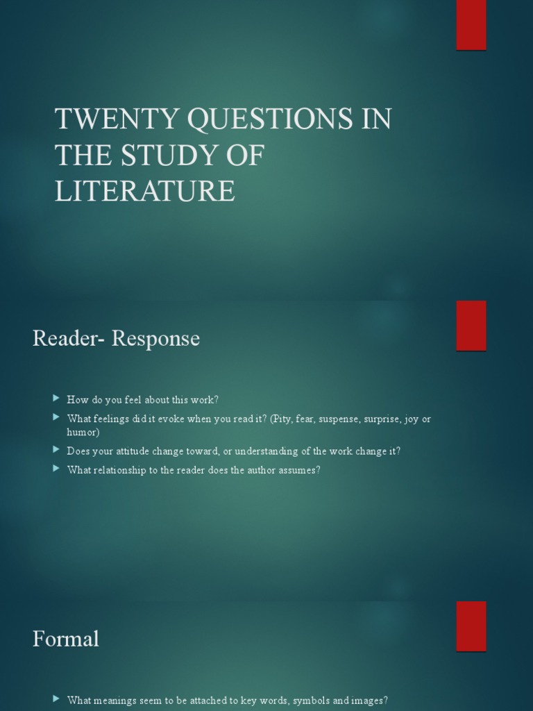 Twenty Questions in Literary Analysis | PDF | Archetype | Analytical ...