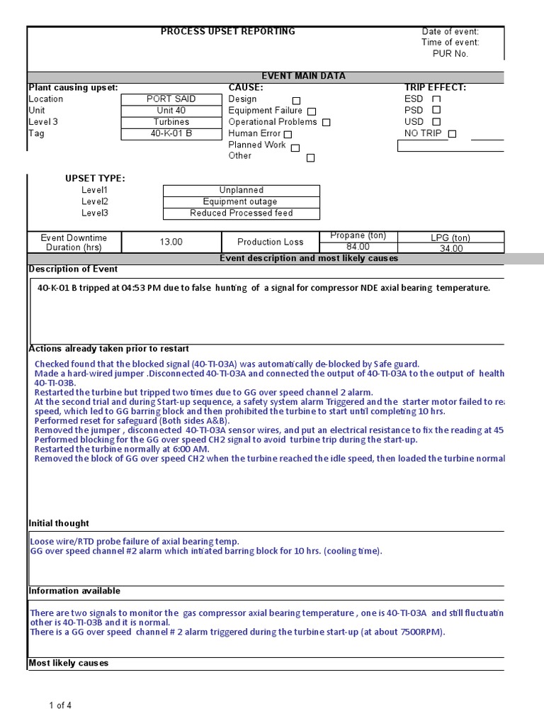 Process Upset Reporting | PDF | Electrical Engineering | Mechanical ...