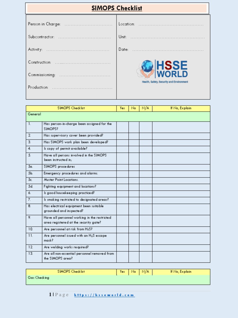 Simpos Checklist | PDF | Safety | Nature