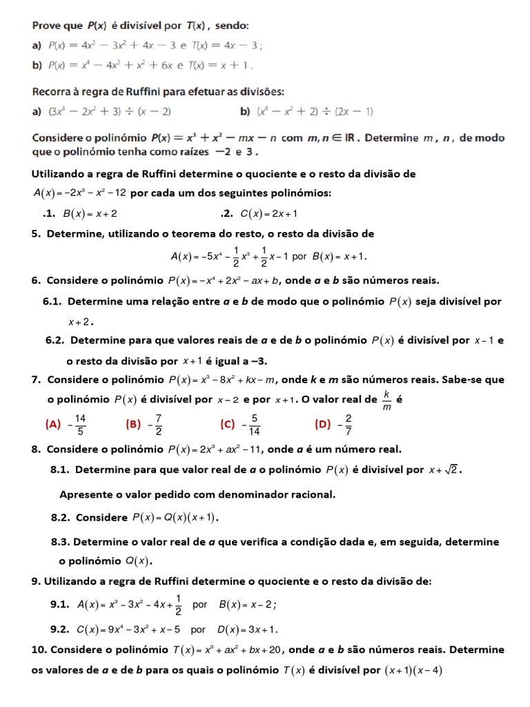 Regra de Ruffini | PDF | Conceitos matemáticos | Aritmética
