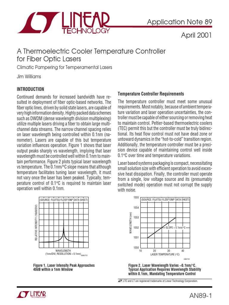 Application Note 89 April 2001: Temperature Controller Requirements ...