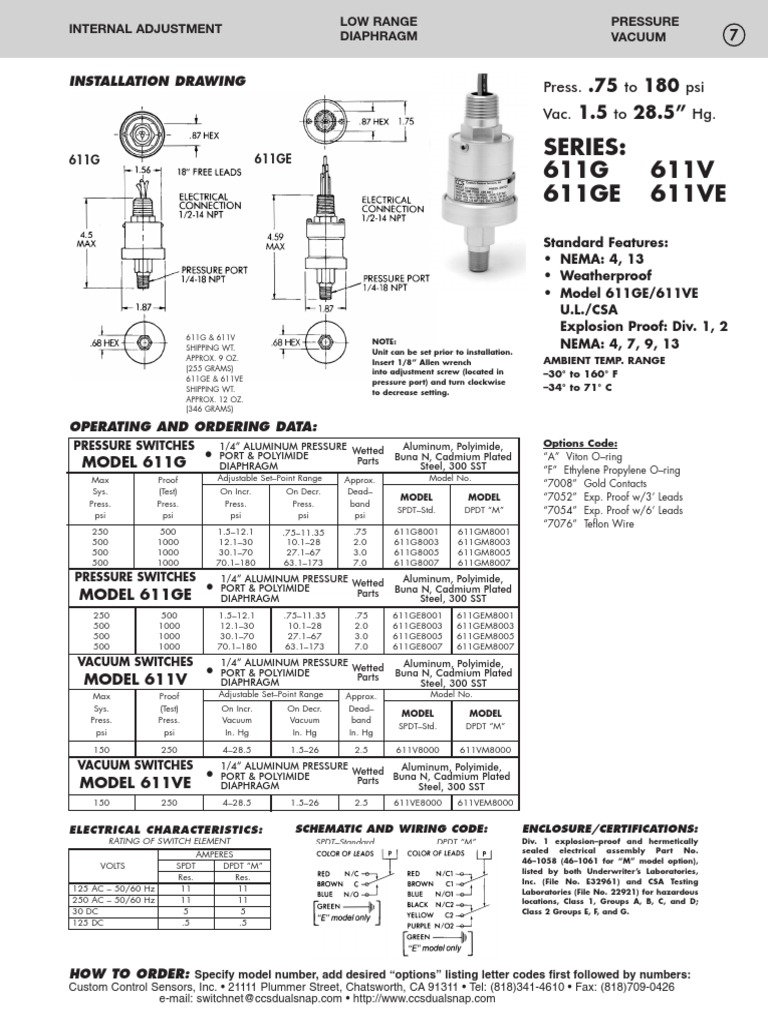 Series: 611G 611V 611GE 611VE: Installation Drawing | PDF | Switch ...