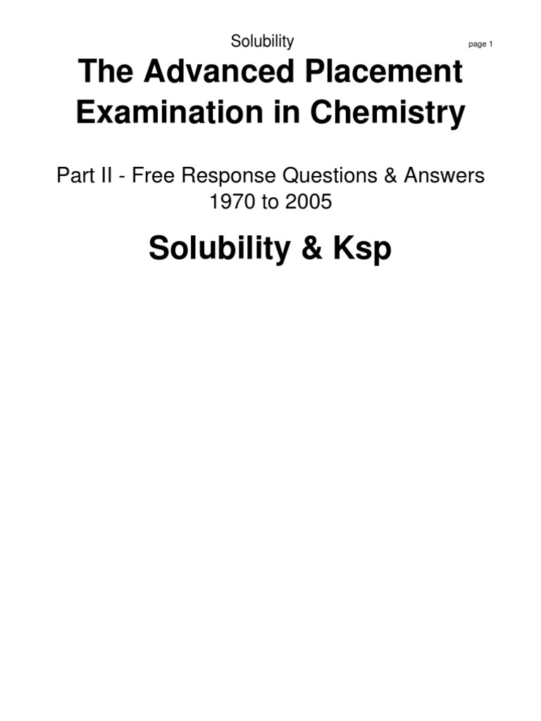 AP Chemistry Solubility Q&A 1970-2005 | PDF | Solubility | Chemical ...
