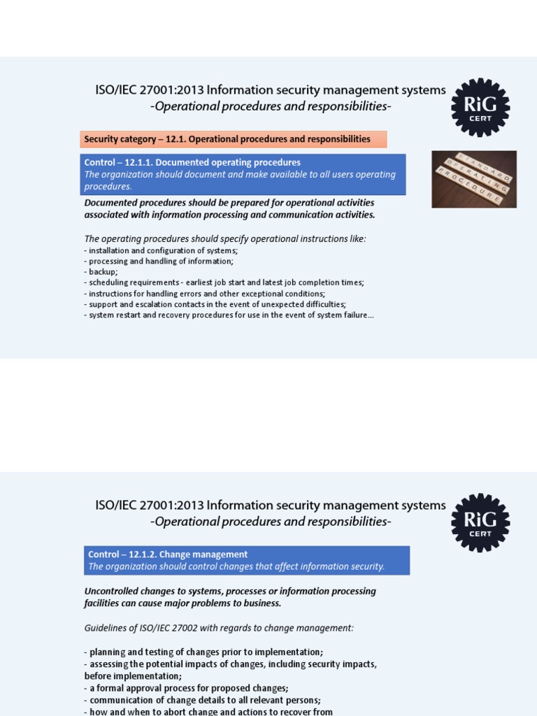 ISO/IEC 27001: Operational Procedures Guide | PDF | Information ...