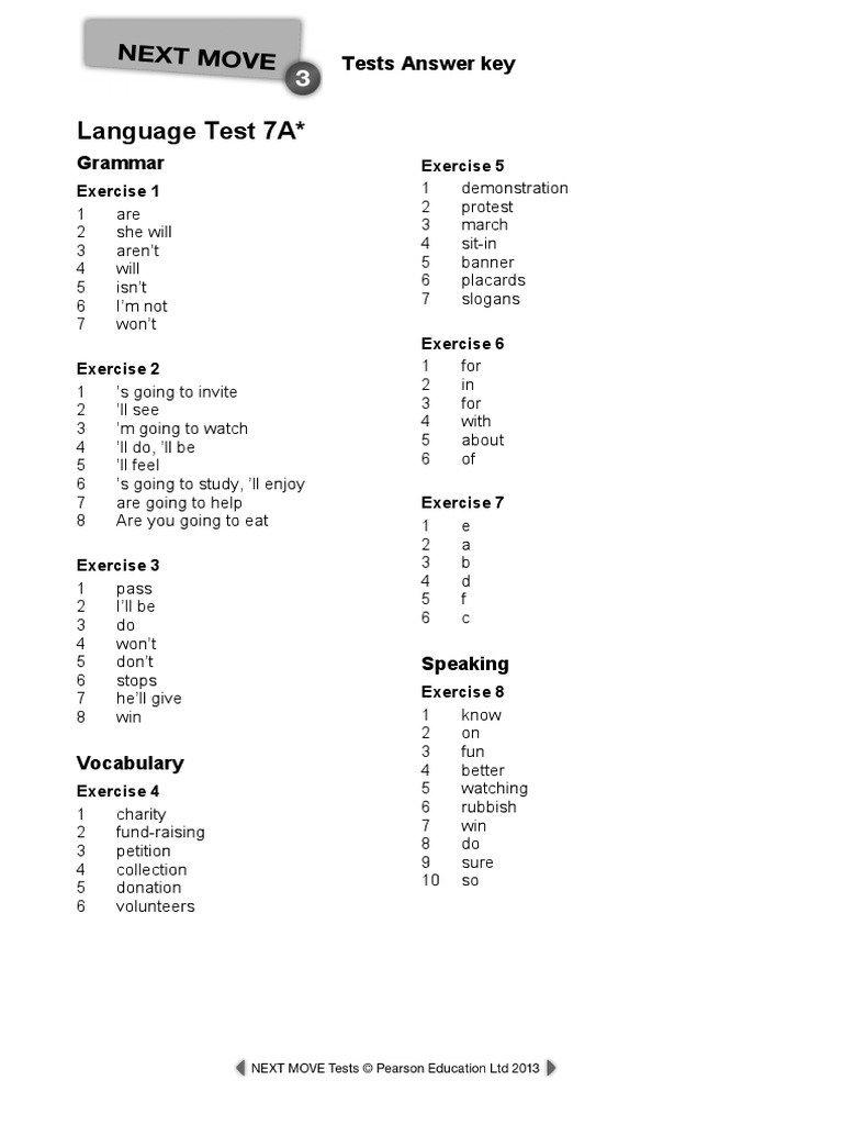 Language Test 7A : Tests Answer Key | PDF | Protest | Activism