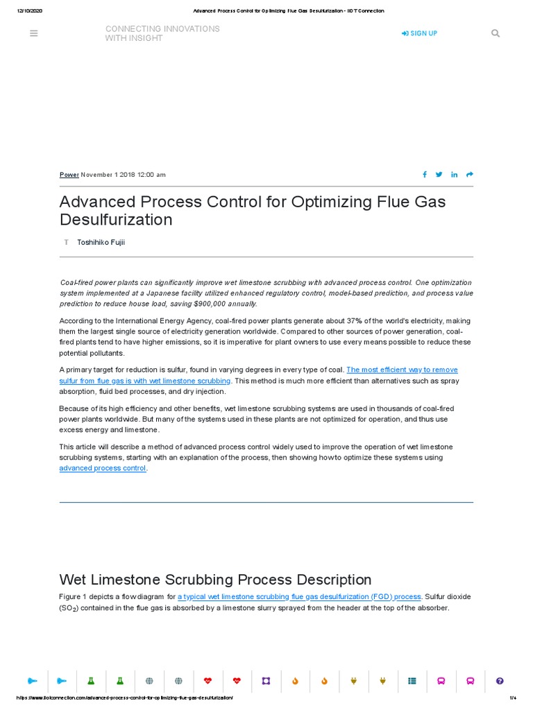 Advanced Process Control For Optimizing Flue Gas Desulfurization - IIOT Connection | PDF ...