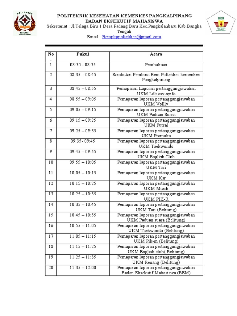 Susunan Acara Rapat Evaluasi | PDF