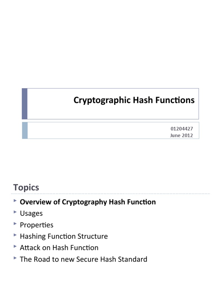 Overview of Cryptographic Hash Functions | PDF | Cryptography ...