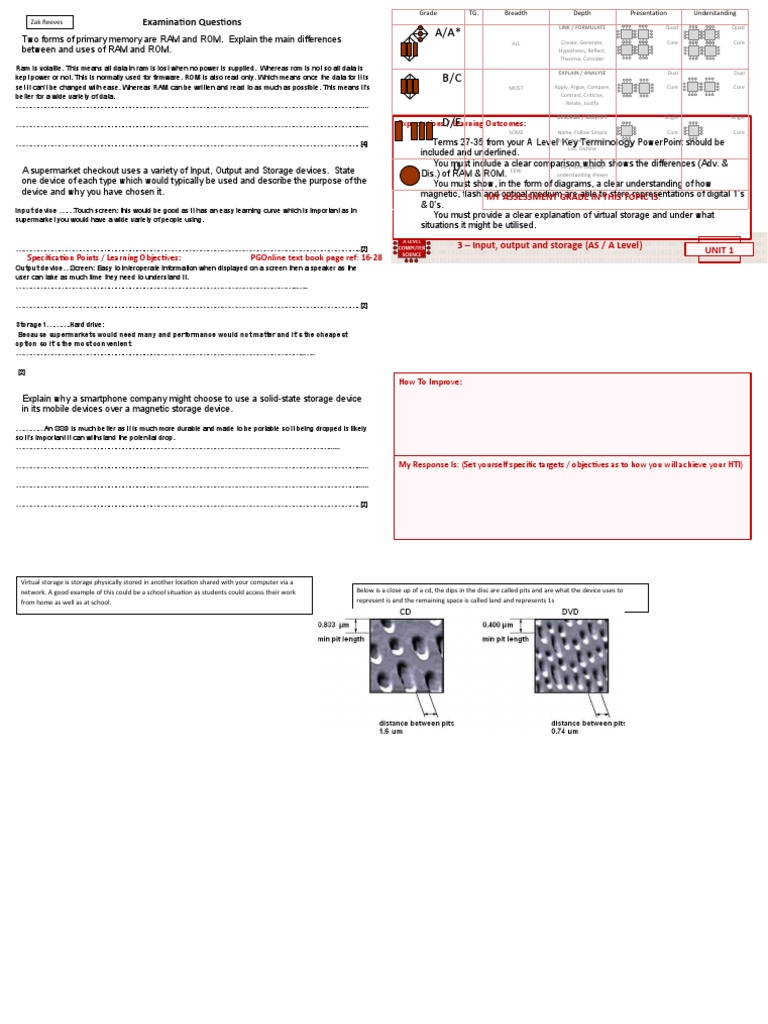 SLR3 (AS & A) - Input, Output and Storage | PDF | Computer Data Storage | Input/Output