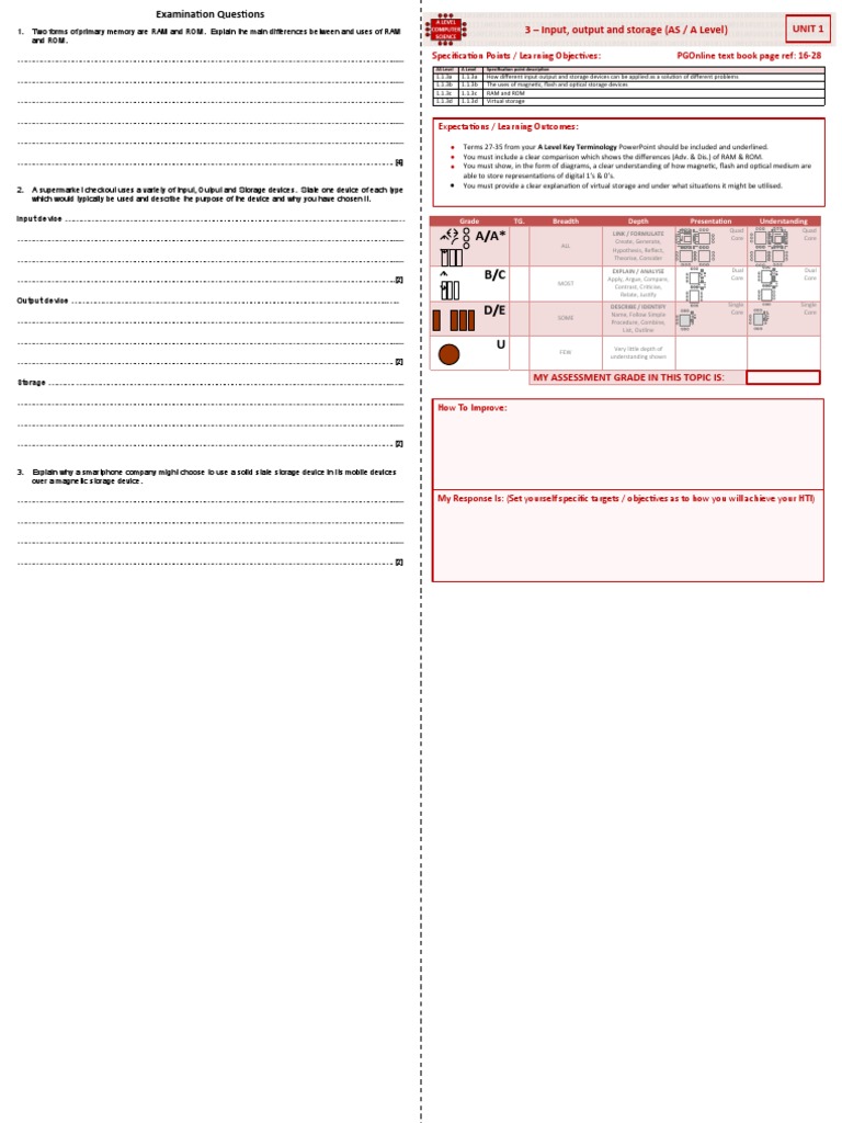 SLR3 (AS & A) - Input, Output and Storage | Download Free PDF | Read Only Memory | Computer Data ...