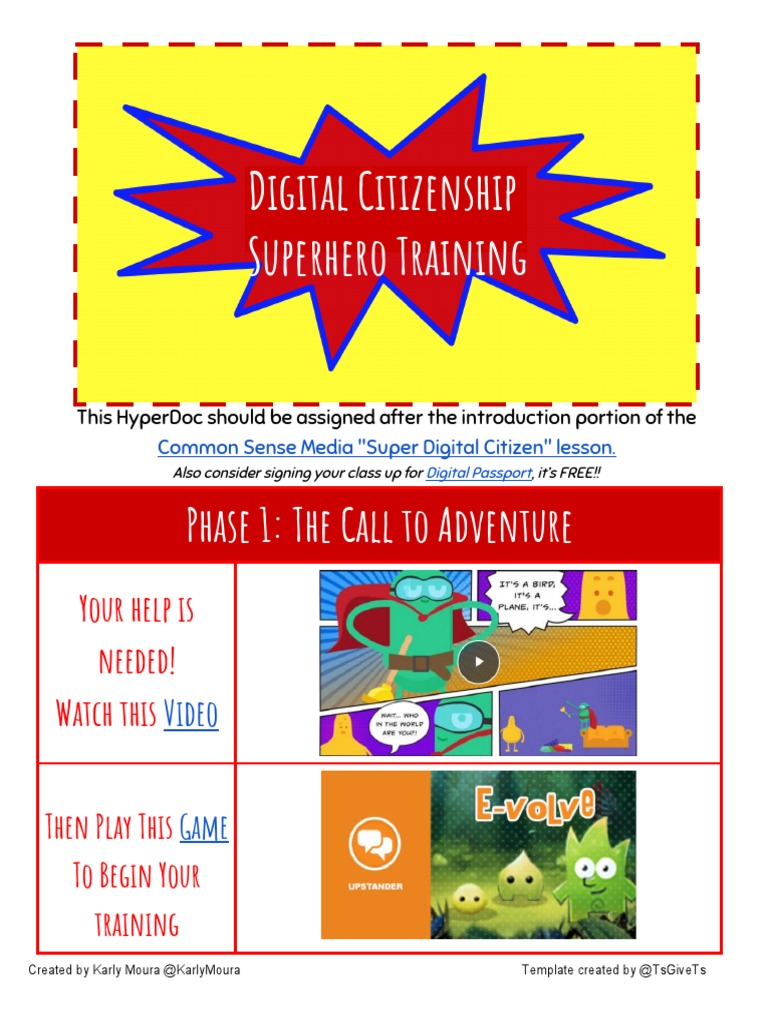 Digital Citizenship Superhero Hyperdoc Grades 2-5 | PDF | Internet