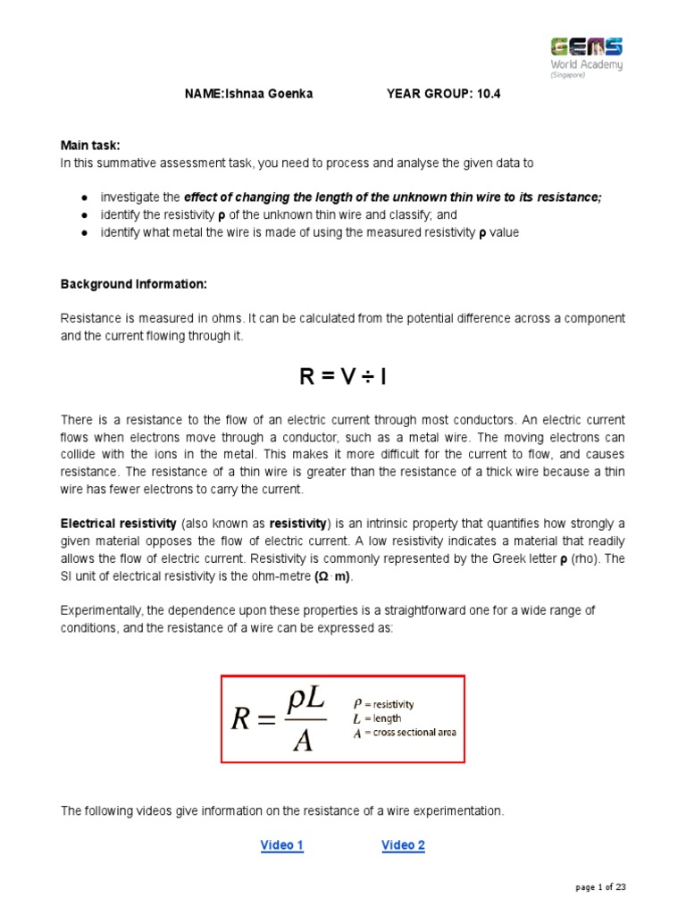 Ishnaa G10 MYP 5 Sciences - Criteria B and C Summative Assessment ...