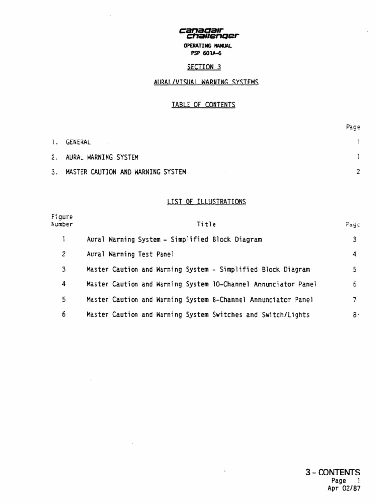 Canadair Ctiauencjer: Section 3 Aural/Visual Warning Systems | Download ...
