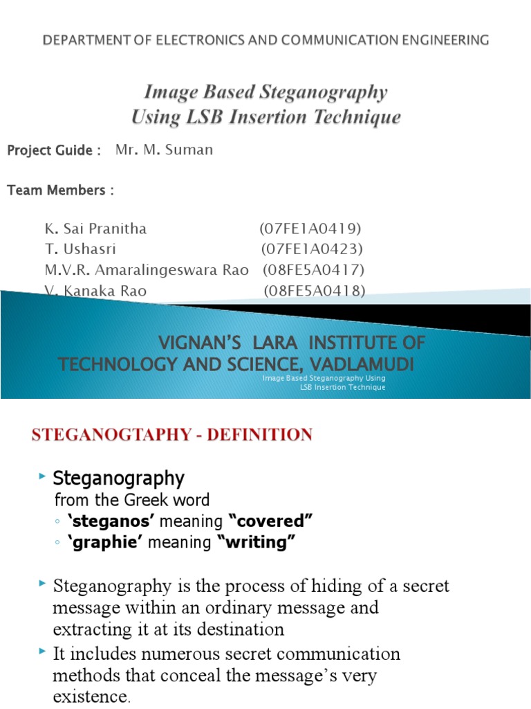 Image Based Steganography - Presentation | PDF | Computer Science ...