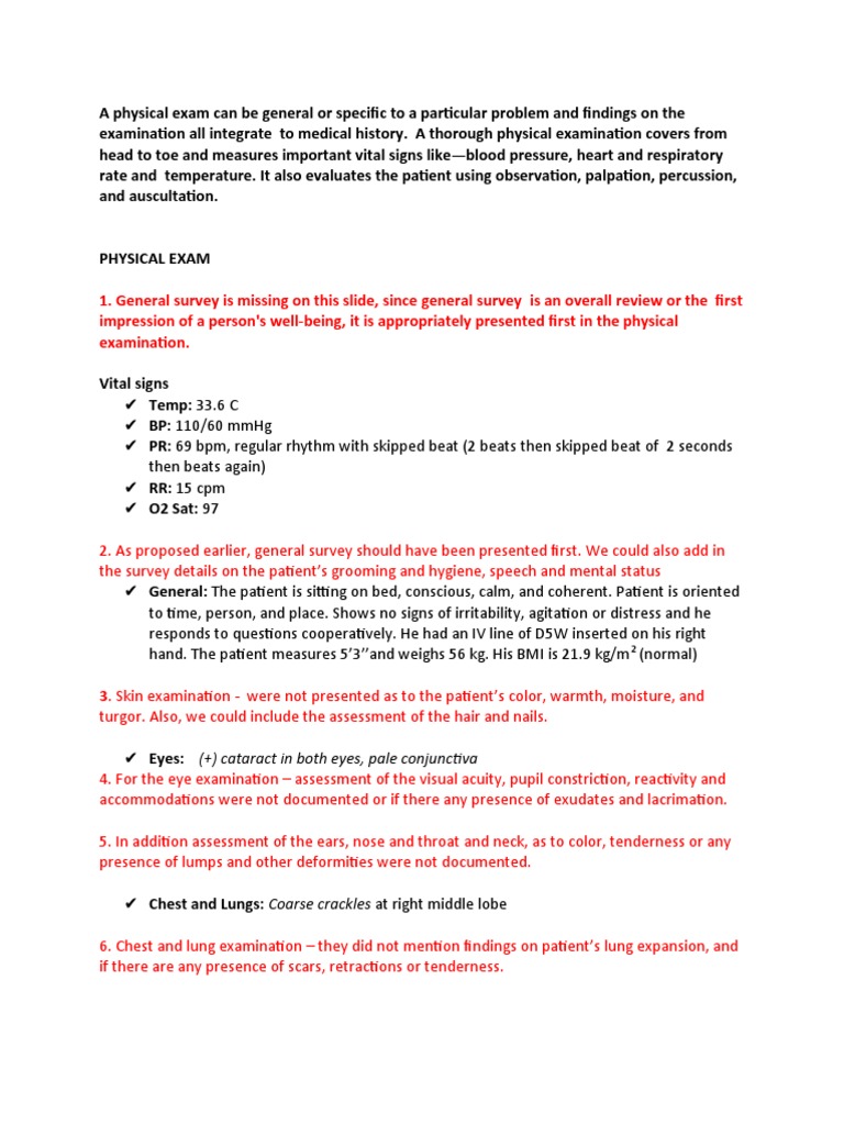 Physical Exam Comments | PDF | Physical Examination | Human Anatomy