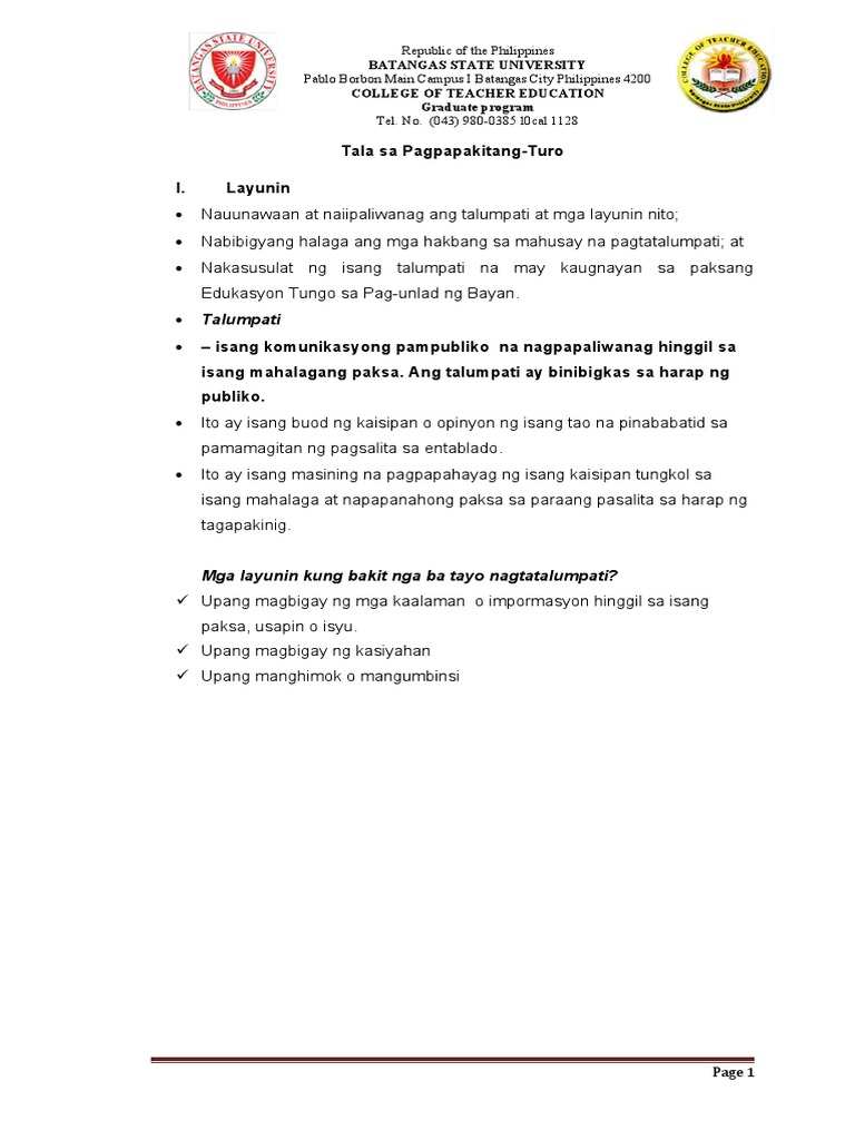 Hand-Outs Sa Talumpati | PDF