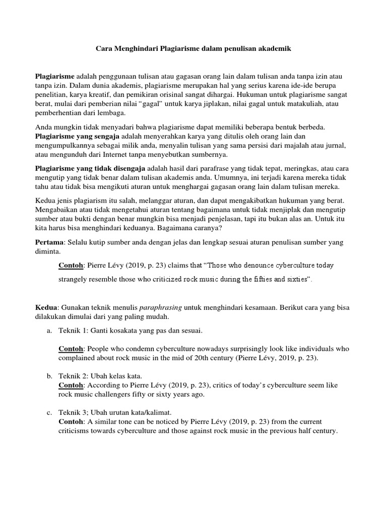 Cara Menghindari Plagiarisme Dalam Penulisan Akademik | PDF | Ilmu Sosial