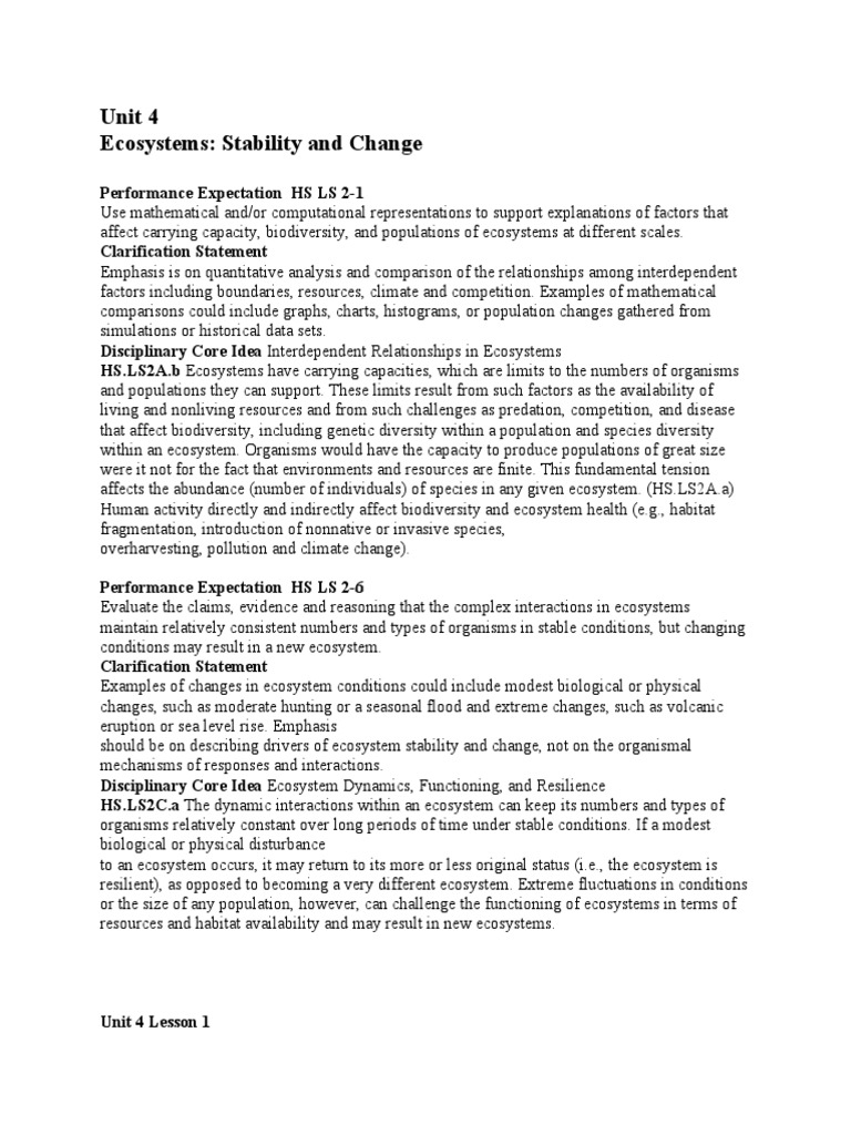 Unit 4 Ecosystems: Stability and Change | PDF | Ecological Niche | Ecology