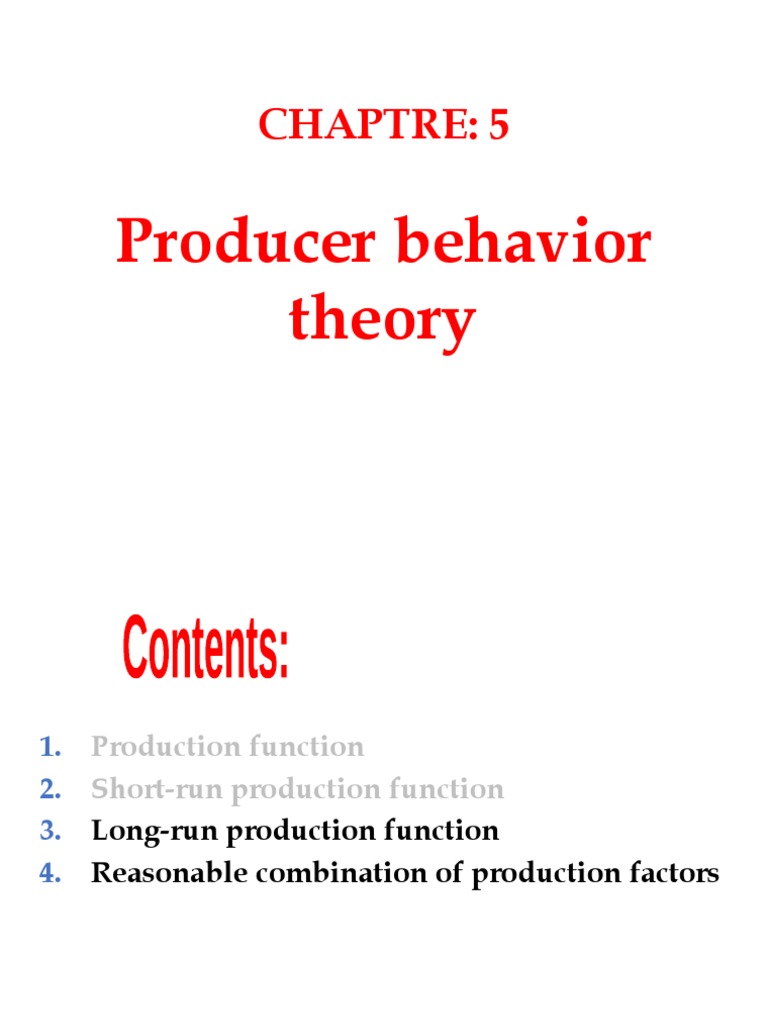 (Lesson Part-III) - Chapter 5. Producer Behavior Theory | PDF