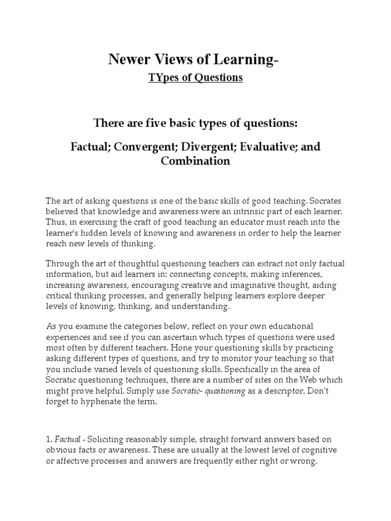 5 Types of Question | PDF | Question | Awareness