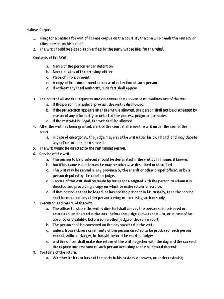 Habeas Corpus - Rule 102 | PDF | Habeas Corpus | Writ