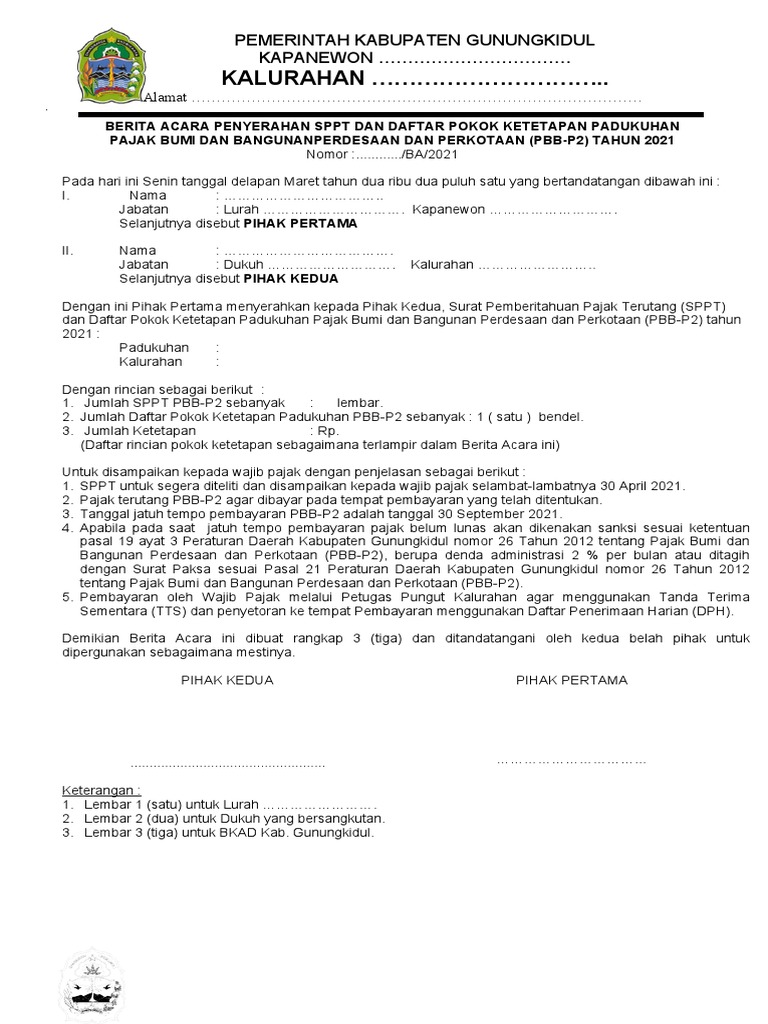 Ba Penyampaian SPPT PBB 2021 | PDF | Pengelolaan Keuangan & Uang