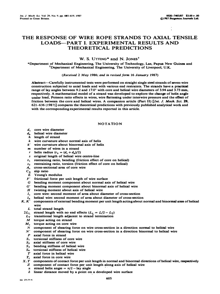 The Response of Wire Rope Strands To Axial Tensile Part 1 | PDF | Helix ...