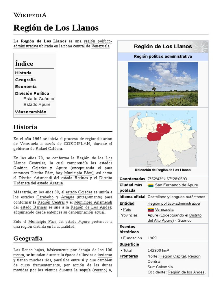 La Región de Los Llanos: Ubicación, Geografía, Economía y División ...