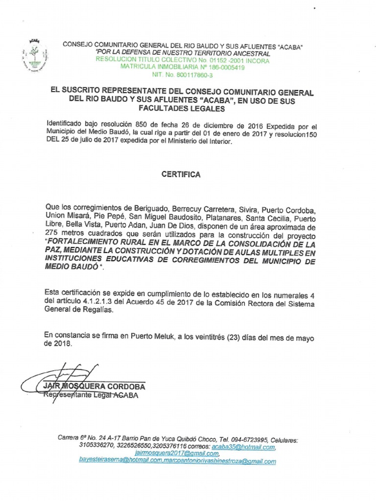 Certificado de Tierras