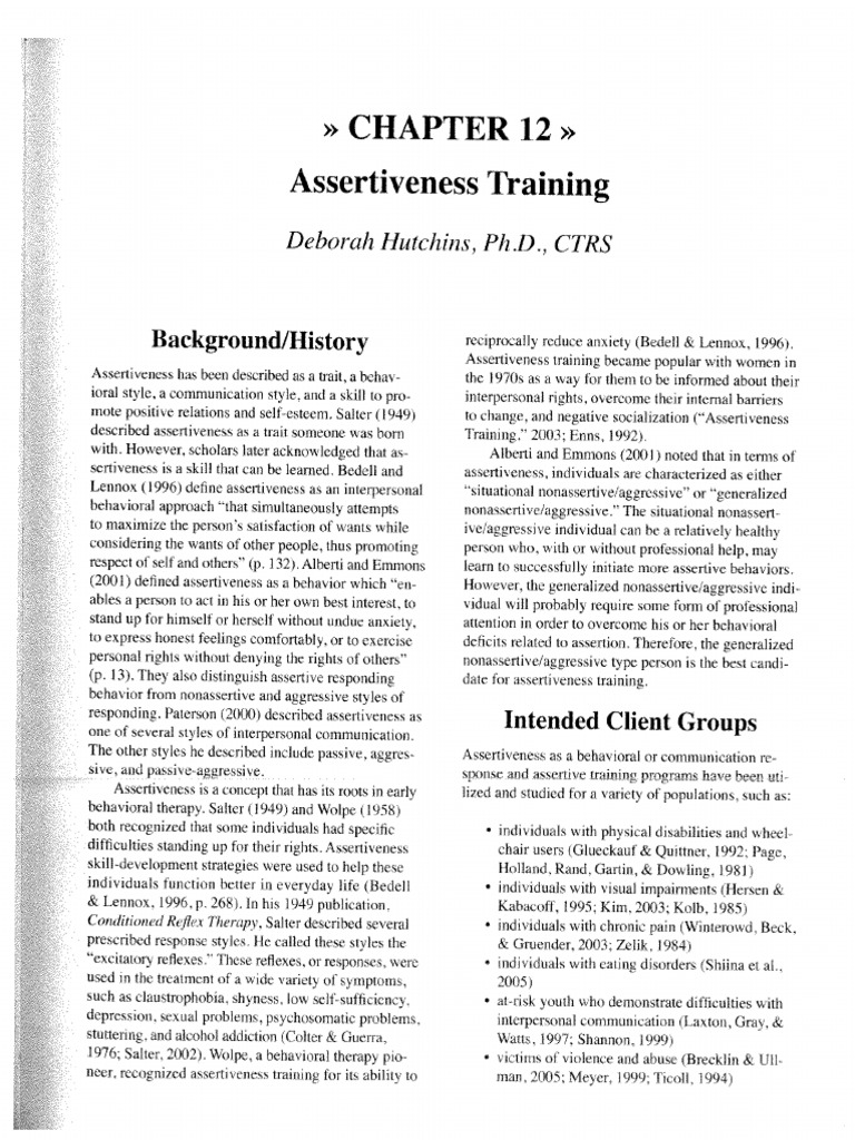 Assertiveness Training | PDF