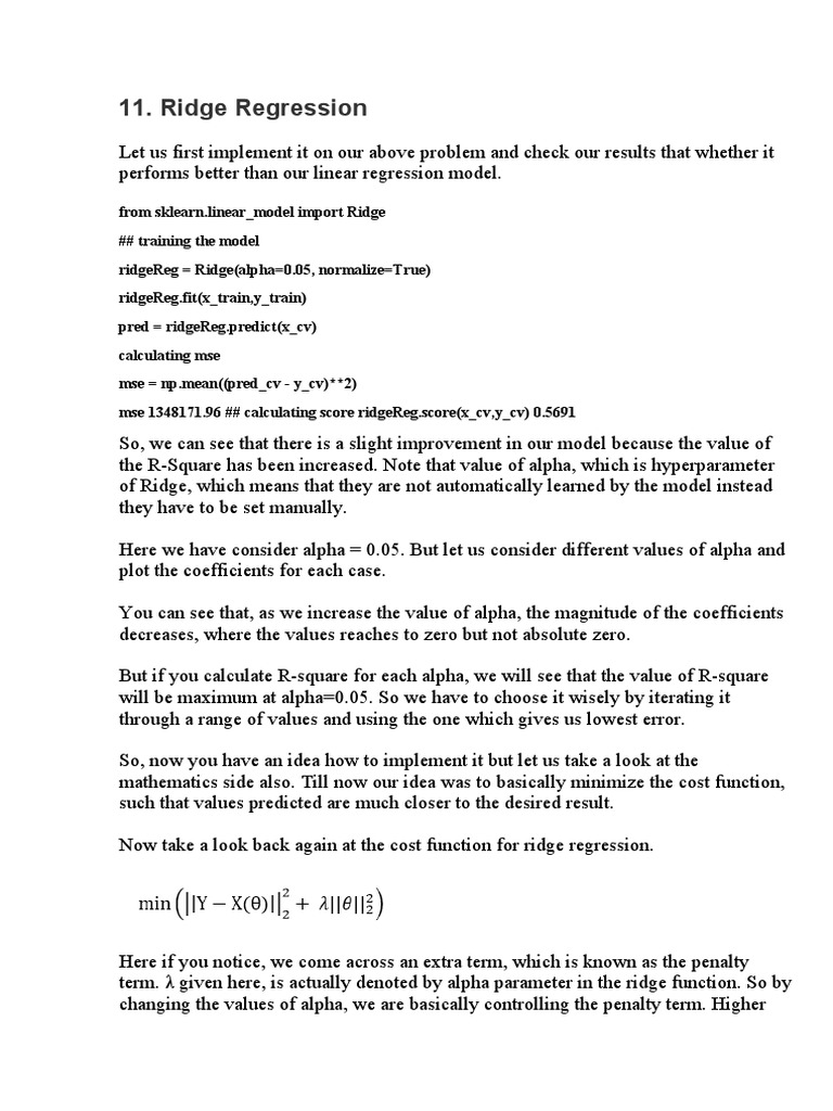 Ridge Regression | PDF | Coefficient Of Determination | Regression Analysis