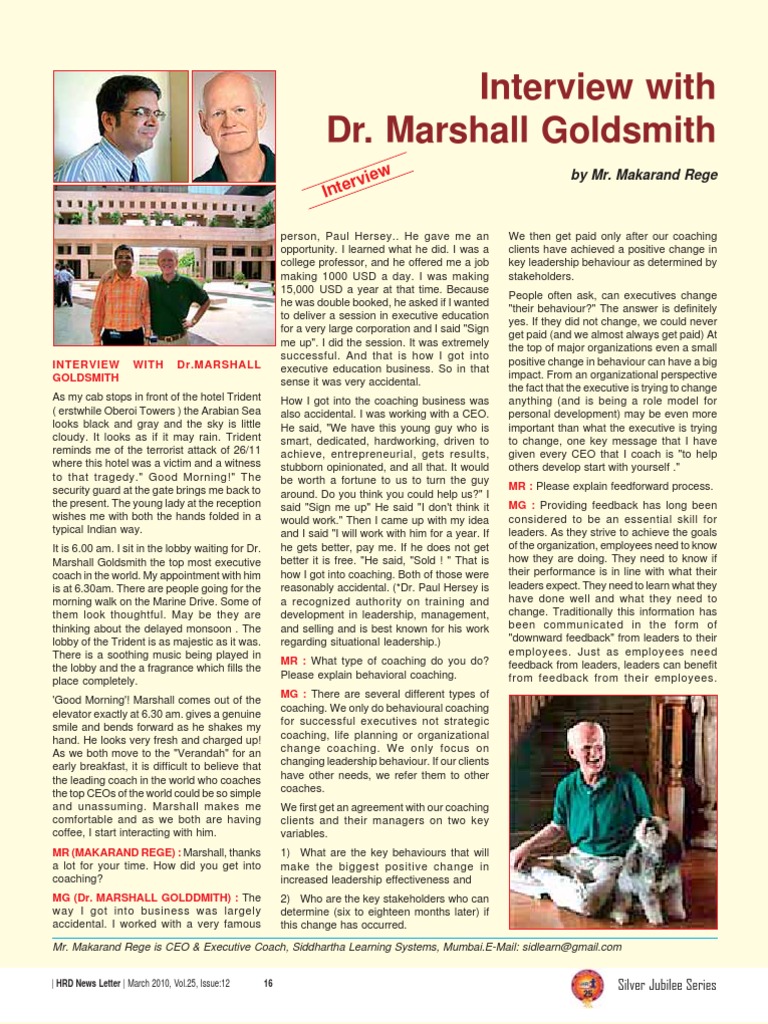 DR Marshall Goldsmith | PDF | Leadership | Psychological Concepts