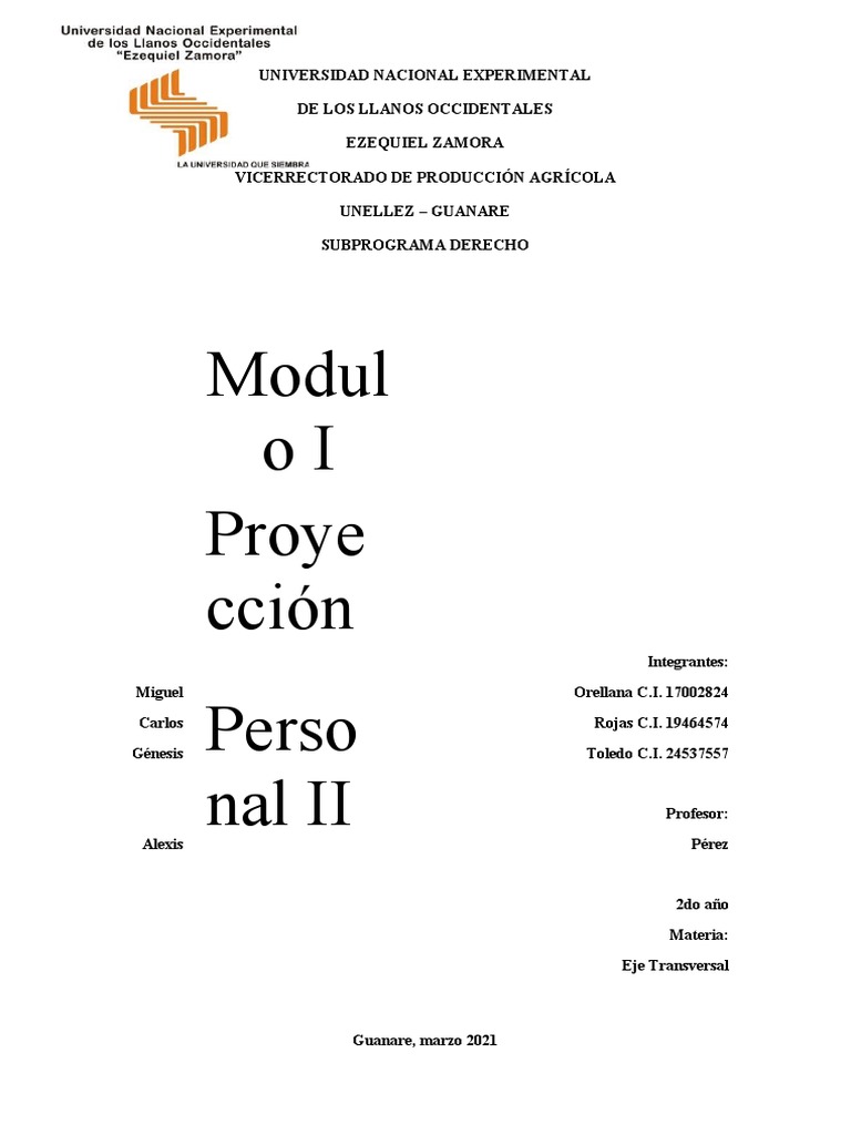 Modulo 1 Eje Transversal Proyeccion Personal Ii | PDF | Comunicación ...