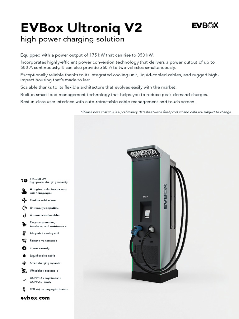 Evbox Ultroniq V2: High Power Charging Solution | PDF | Electrical ...